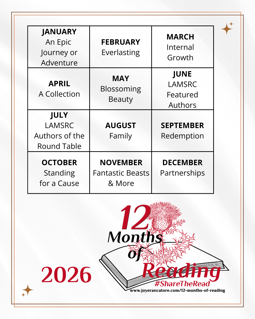 12 Months of Reading Challenge - Joy E. Rancatore